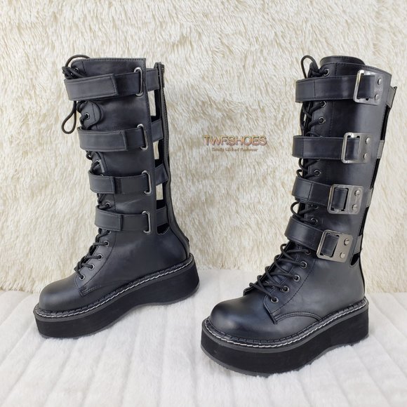 Demonia | Shoes | Open Back Cage Style Goth Punk Platform Knee Boots ...